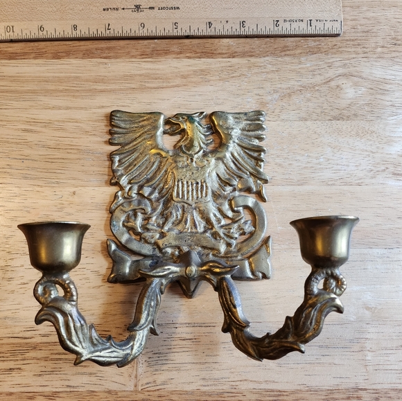 Accents | Vintage Cast Iron Wilton Gold Eagle Crest Candle Holder Wall ...